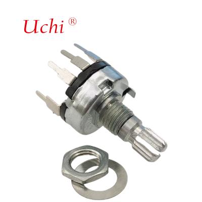 China RV17 With Switch Metal Shaft 10K, 100K, 500K Carbon Film Single Group 3-pin 17mm Volume Control Rotary Potentiometer for sale