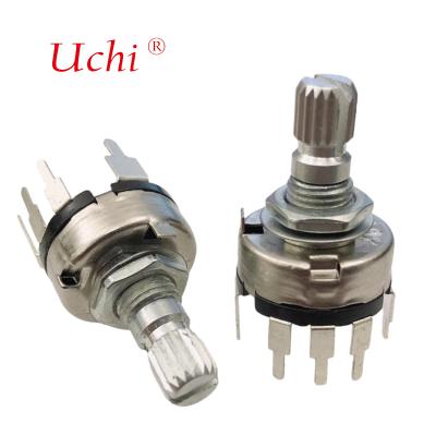 China RV17 With Switch Metal Shaft 10K, 100K, 500K Carbon Film Single Group 3-pin 17mm Volume Control Rotary Potentiometer for sale