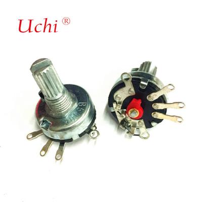 China RV17 With Switch Metal Shaft 10K, 100K, 500K Carbon Film Single Group 3-pin 17mm Volume Control Rotary Potentiometer for sale