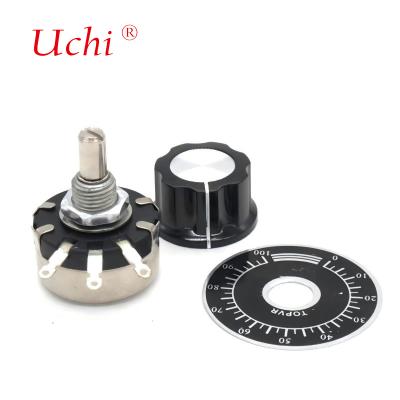 China WX110 Eendraaids Gewikkelde Precisie Draaipotentiometer Knop 470 Ω 1K 2K 10K 22K Te koop