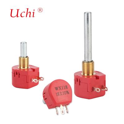 중국 WX118 권선형 회전 가변저항 5k Ohm 40mm 축 단일 회전 권선형 가변저항 판매용