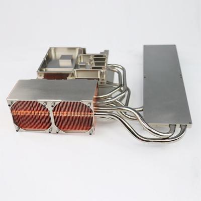 China Zipper Fin Solderng Aluminum Copper Radiator Heat Sink With Heat Pipes for sale