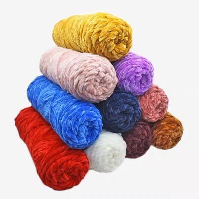 China Factory Price Dyed Colorful Crochet Soft Polyester Yarn And super bulky velvet Chenille Yarn for sale