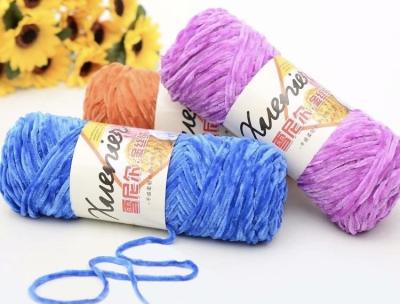 China Factory Price Dyed Colorful Crochet Soft Polyester Yarn And super bulky velvet Chenille Yarn for sale