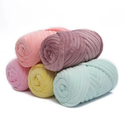 China Amazon Hot Sale Super Chunky Fancy Yarn Velvet Tube for Hand Arm Knitting Blanket for sale
