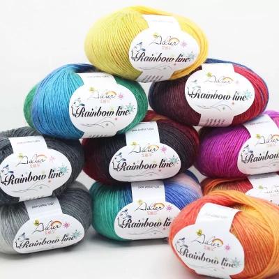 China hand knitting fancy  rainbow color pure wool yarn 100% wool 50g/ball each weight for sale