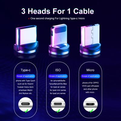 Cina 2A 3 in 1 480 Mbps micro USB 360 gradi che girano il cavo magnetico di USB in vendita