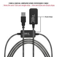 China 480Mbps 28AWG Active USB 2.0 Extension Computer Connection Cable for sale