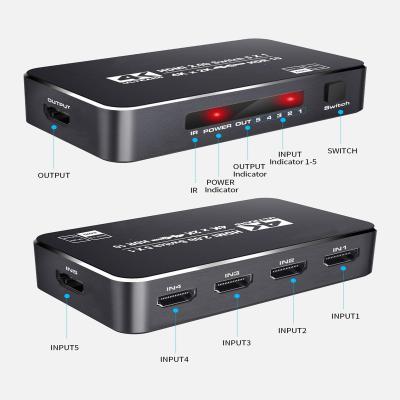 China 18.5 Gbps 5 Havens5x1 Kvm 4K 60Hz HDR10 HDMI 2,0 Switcher Te koop
