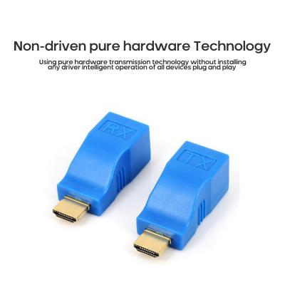 Cina 4kx2k adattatore 30m del riempitivo del segnale Rj45 Hdmi sopra Utp Cat5e/6 Lan Network Ports in vendita