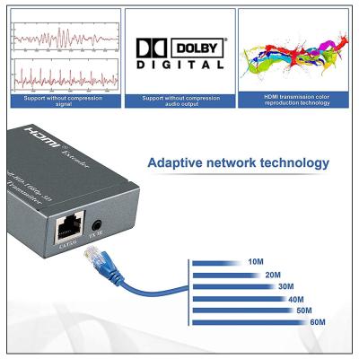 Cina 60m 1080P Ca5e/6/7 HDMI sopra l'adattatore di Ethernet con il ciclo di IR HDMI verso l'esterno opzione in vendita