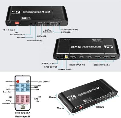 China 4:4 del divisor 4K 60Hz del interruptor de la matriz de 18Gbps 4x2 HDMI 2,0: Interruptor 4 en venta