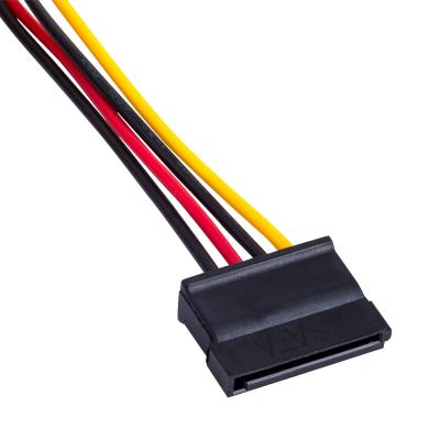China 0.15M D4 Pin To Double SATA Power Adapter Cable 4 Pin To Dual 15 Pin 2 In 1 Power Cord for sale