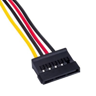 China 0.15M D4 Pin To Double SATA Power Adapter Cable 4 Pin To Dual 15 Pin 2 In 1 Power Cord for sale