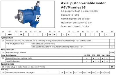 China Rexroth A6VM Series Axial Piston Hydraulic Motor Customized for sale