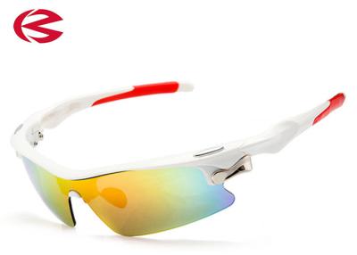 China Cycling Running Sports Sunglasses White PC Frame PC UV400 Lens for sale