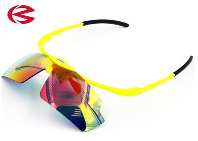 China Fashion Style Neon Yellow Lense Sports Sunglasses , Wrap Around Prescription Safety Glasses for sale