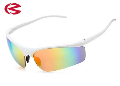 China Wrap Riding Driving Sunglasses White Frame Revo Lens UV400 Protection for sale