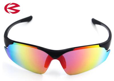 China Outdoor UV400 Black Frame Mens Sport Sunglasses / Sports Eyewear With Custom Logo for sale