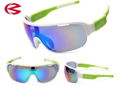 China Mirror Coating Green UV400 Branded Sport Sunglasses Custom Logo For Womens for sale