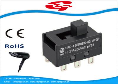 China 10A Double Throw Slide double pole rocker switch for Hair Dryer , 250V for sale