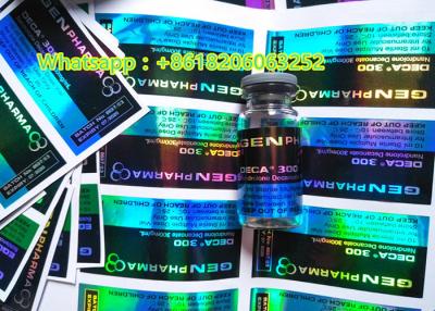China Blue Color Custom Hologram Print Prescription Bottle Label For 10Ml Vial for sale