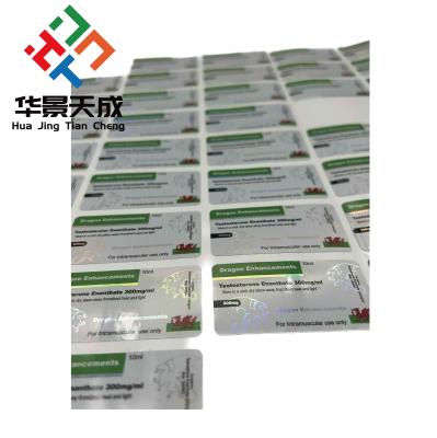 China Digital Printing Flat Bottle Vial Custom Adhesive Labels Waterproof for sale