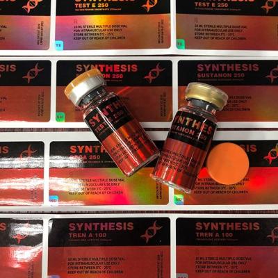 China Synthesis Pharmaceutical Hologram 10ml Vial Labels Glossy Finish Self Adhesive Labels for sale