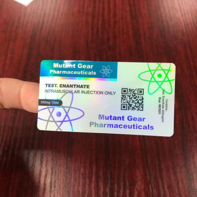 China Synthesis Pharmaceutical Hologram 10ml Vial Labels Glossy Finish Self Adhesive Labels for sale