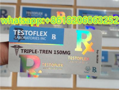 China Test E Etiketten Anabole steroïde Vloeistof Injectie 10 ml Vial Etiketten Vierkant Scherpe Glanzige Afwerking for sale