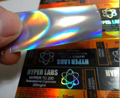 China Hologram Laser Effect Testos E 250 Injection Steroide 10ml Vial Labels for sale