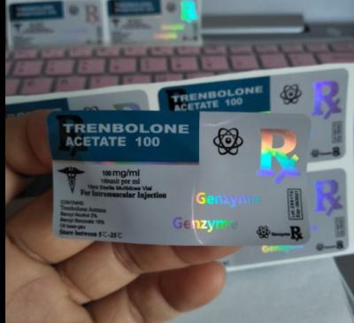 China Etiquetas de vial de diseño personalizado de PET Cajas para culturismo inyectables píldoras anabólicas brillantes holográficas botellas en venta