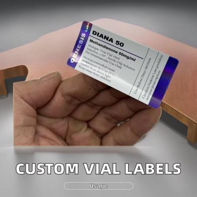 China Etiquetas de vial de diseño personalizado de PET Cajas para culturismo inyectables píldoras anabólicas brillantes holográficas botellas en venta