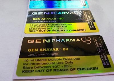China 6x3cm Gold Shine 10ml Vial Labels , 3d Hologram Stickers With Custom Design for sale