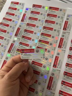 China Semaglutide 1 mg etiketten 5x2cm Hologram Laser Effect 2 ml 3 ml Vial Etiketten Te koop