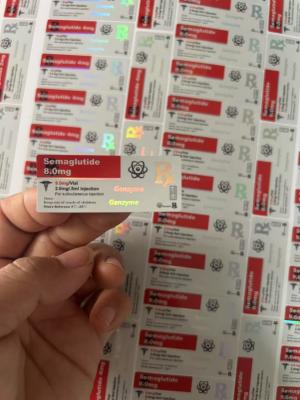 China Semaglutide 8.0mg Hologram Laser Materail Peptide Small Bottle Labels for sale