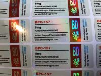 China BAC Water 3ml White PVC Labels for sale