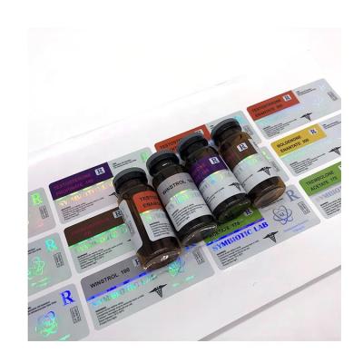 China Silver Foil Metallic Printing Glass Vial Labels For Laboratory Injection Multiple Dose Vial for sale