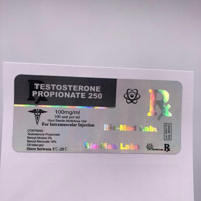 China Silver Foil Metallic Printing Glass Vial Labels For Laboratory Injection Multiple Dose Vial for sale