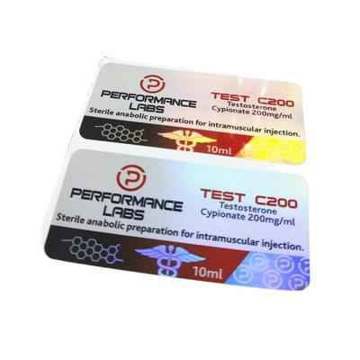 China 6x3cm Laser PET Film 10ml Vial Labels With Glossy Varnishing for sale