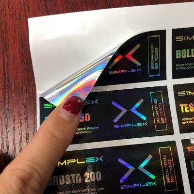 China Etiquetas holográficas de frascos de 10ml 60x30mm para frascos de frascos for sale