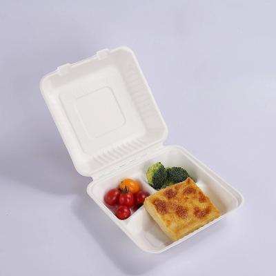 Cina Oem Biodegradabile Canna Da Zucchero Bagassa Clamshell Box 9in 3 Contenitori Per La Preparazione Dei Pasti in vendita