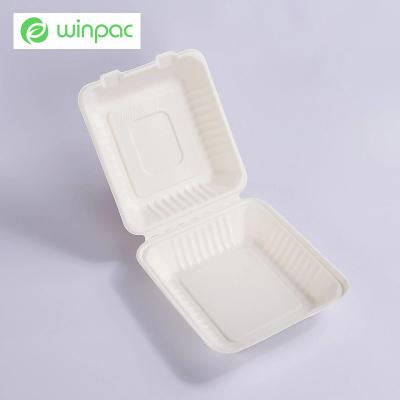 Cina Contenitore per alimenti in bagassa di canna da zucchero da 8 pollici bianco a conchiglia a 3 scomparti in vendita