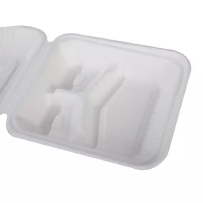 Cina Stoviglie monouso in amido di mais Contenitori da asporto a 3 scomparti Scatola a conchiglia in PP in vendita