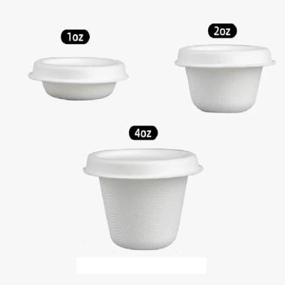 中国 カスタマイズされた 1oz 2oz 4oz Eco の友好的なサトウキビの不用なコップの使い捨て可能なペーパー調味料のコップ 販売のため