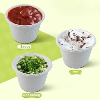 中国 カスタマイズされた 1oz 2oz 4oz Eco の友好的なサトウキビの不用なコップの使い捨て可能なペーパー調味料のコップ 販売のため