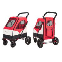 China Small Foldable Dog Stroller Prams Red Wheelchair Type Medium Size 45-60 lbs Capacity Durable Construction for sale