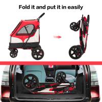 China Small Foldable Dog Stroller Prams Red Wheelchair Type Medium Size 45-60 lbs Capacity Durable Construction for sale