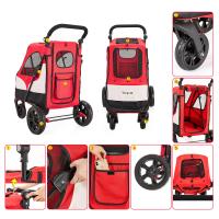 China Small Foldable Dog Stroller Prams Red Wheelchair Type Medium Size 45-60 lbs Capacity Durable Construction for sale
