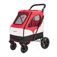 China Small Foldable Dog Stroller Prams Red Wheelchair Type Medium Size 45-60 lbs Capacity Durable Construction for sale